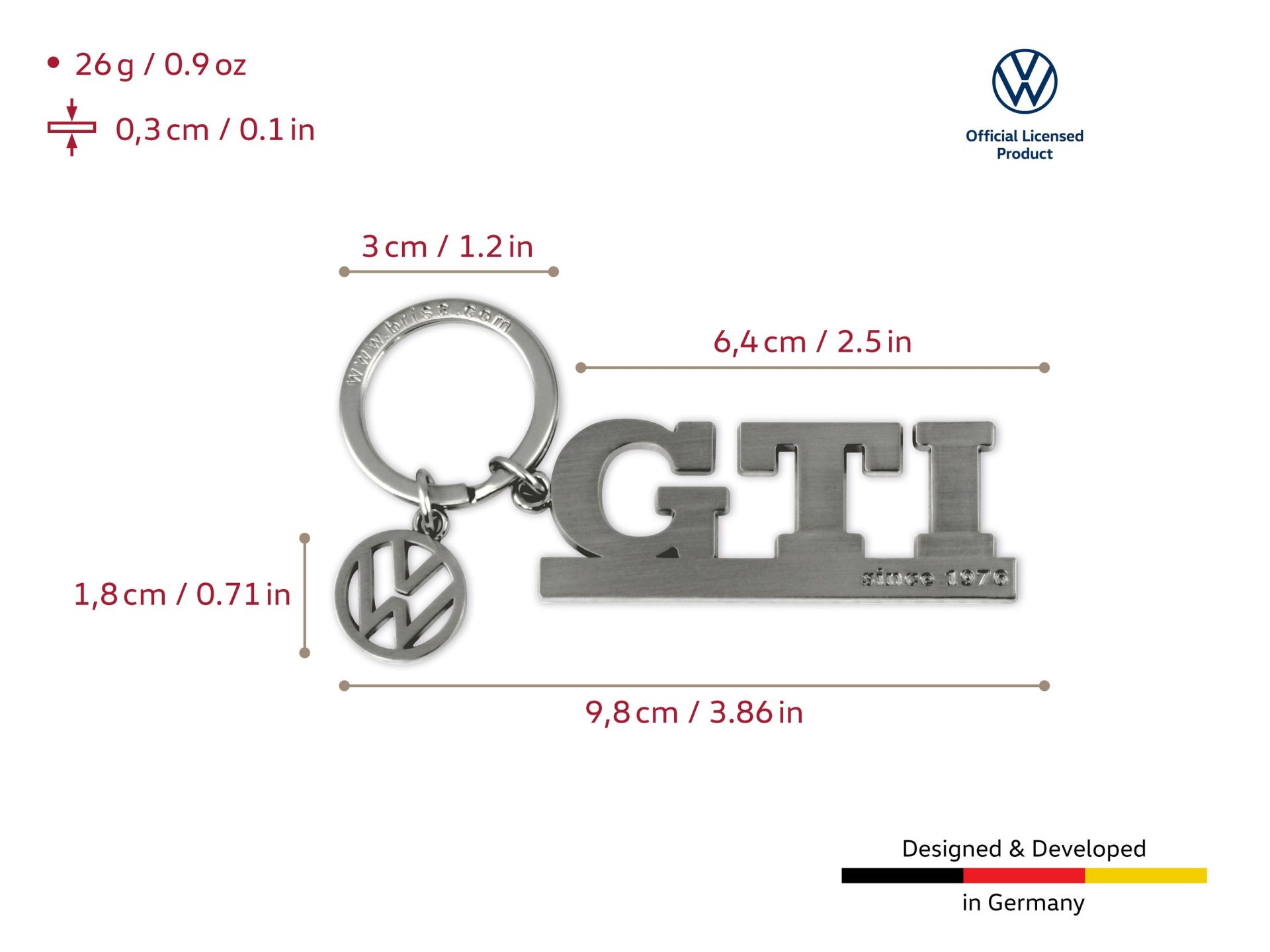 VW GTI keychain with charm